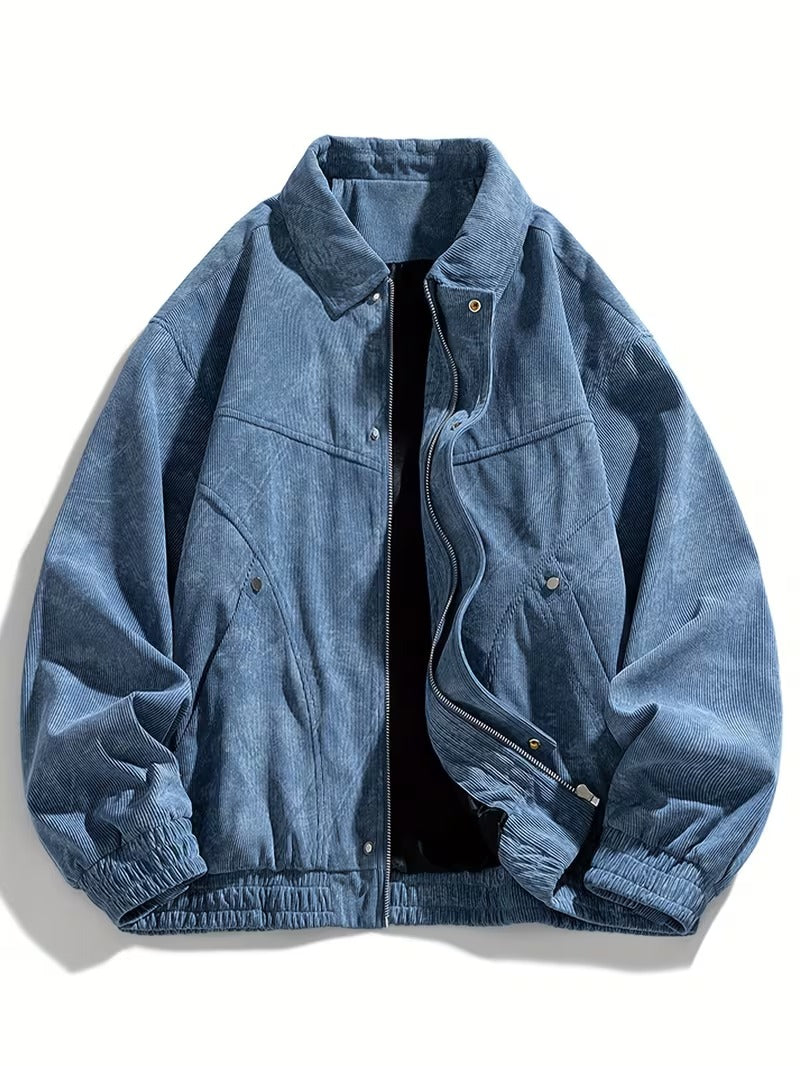 Men’s Corduroy Zip-Up Jacket – Casual Vintage Winter Coat – ziplayer